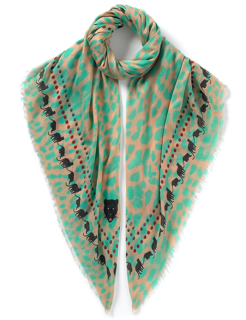 Light Blue Leopard Print Scarf | VASSILISA